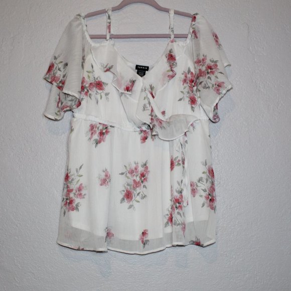 torrid | Tops | White Floral Sexy Torrid Top Sheer Layer | Poshmark